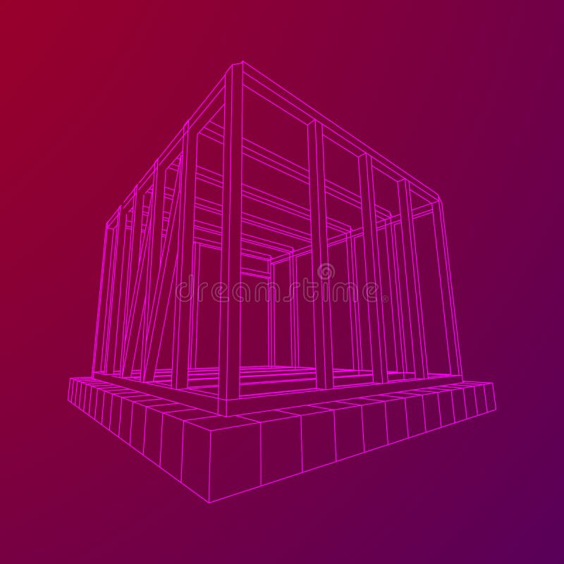Wireframe framing house stock vector. Illustration of house - 120891411
