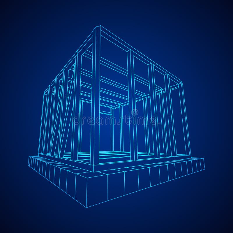 Wireframe framing house stock vector. Illustration of concept - 120971147