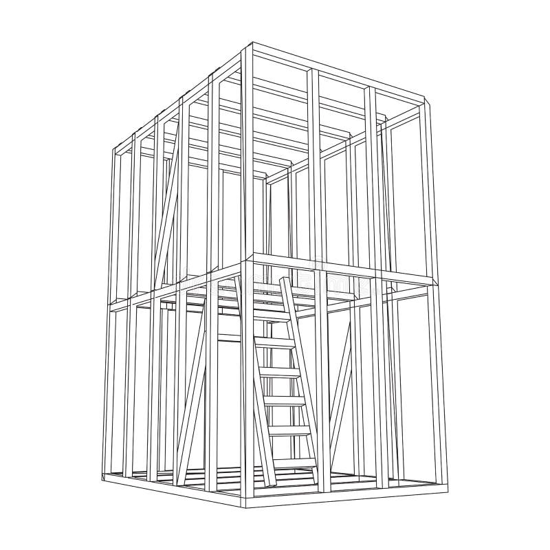 Wireframe framing house stock vector. Illustration of mesh - 174443880