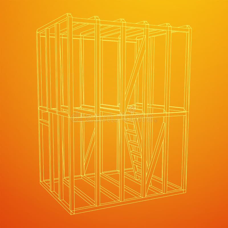 Wireframe framing house stock vector. Illustration of built - 175293070