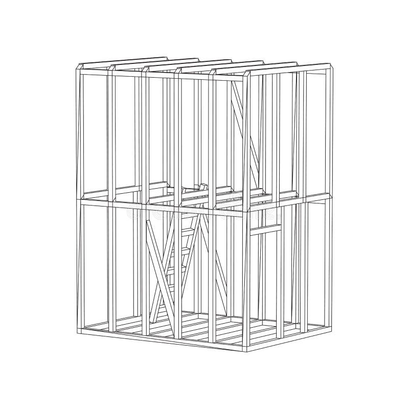 Wireframe framing house stock vector. Illustration of design - 177482178