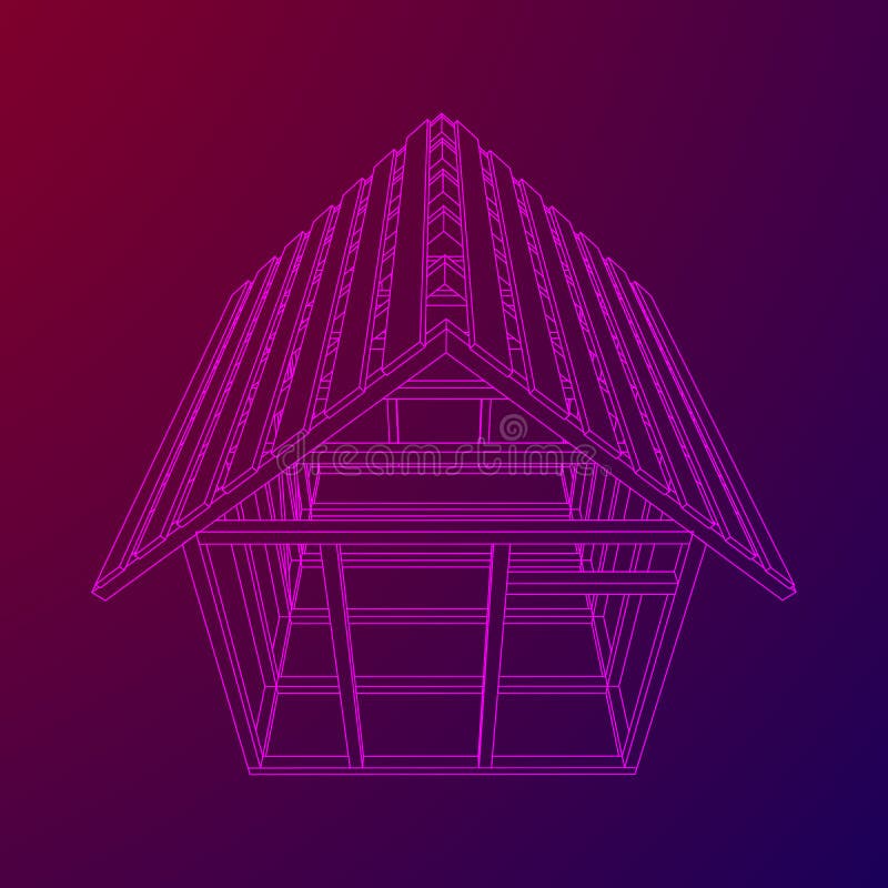 Wireframe framing house stock vector. Illustration of development ...