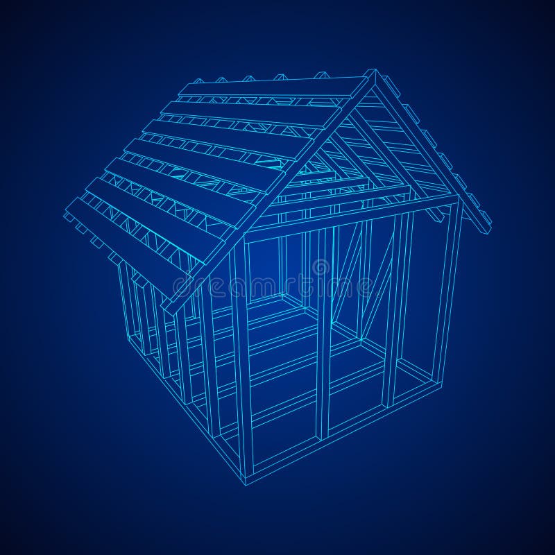 Wireframe framing house stock vector. Illustration of line - 106285192