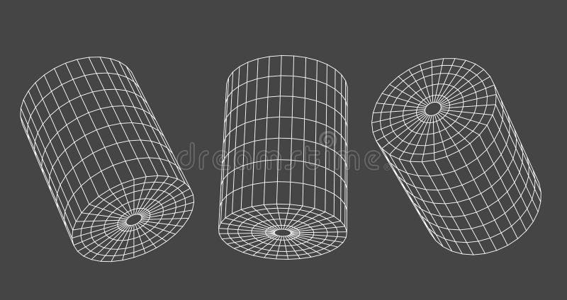 Wireframe Geometric Shapes 3d Render. Abstract Digital Objects from ...