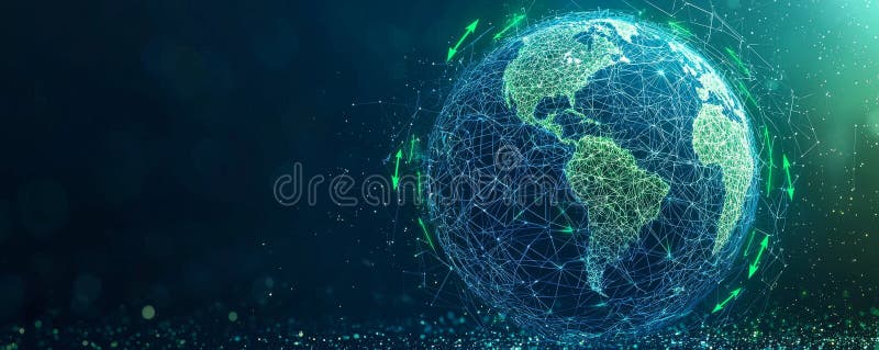 Wireframe Globe with Digital Connections Illustrating Global Network ...