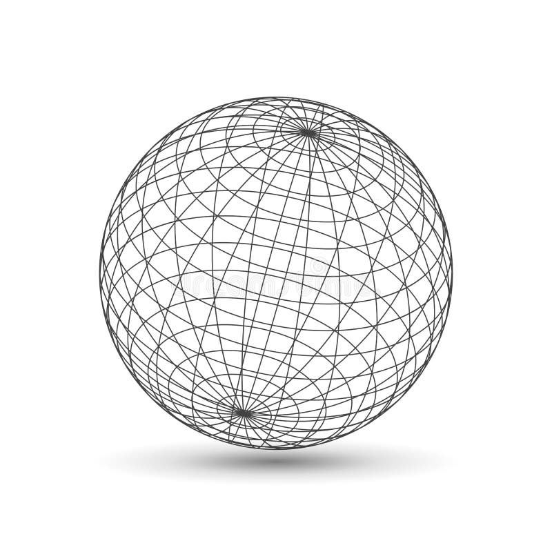 Wireframe Globe Icon, 3d Version Stock Vector - Illustration of lines ...