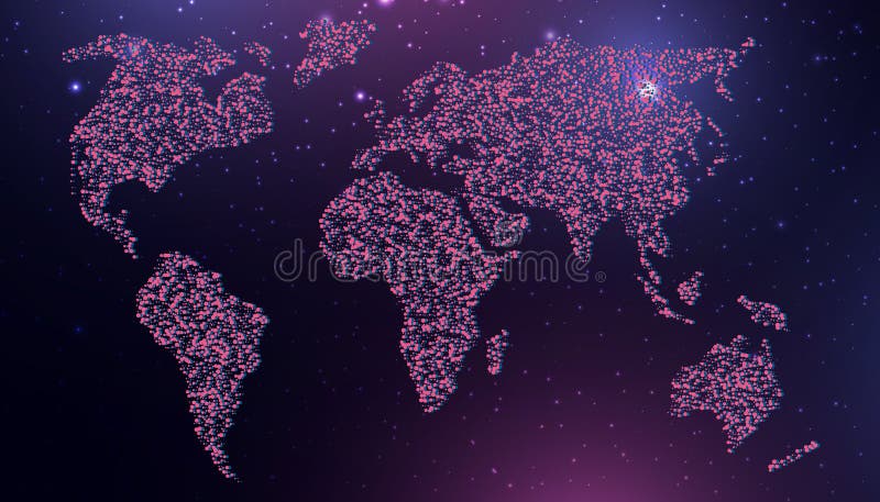 Glowing World Map Over Wireframe Globe Stock Illustration ...