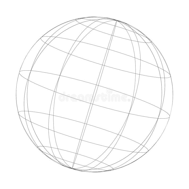 Wireframe, Grid, Mesh Sphere, Globe, Ball Vector Illustration Stock Vector - Illustration of ...