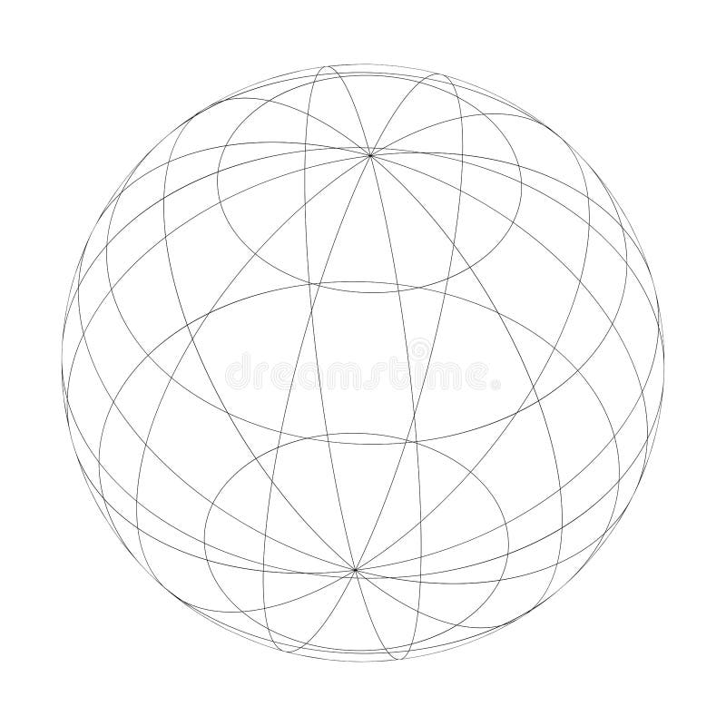 Wireframe, Grid, Mesh Sphere, Globe, Ball Vector Illustration Stock ...