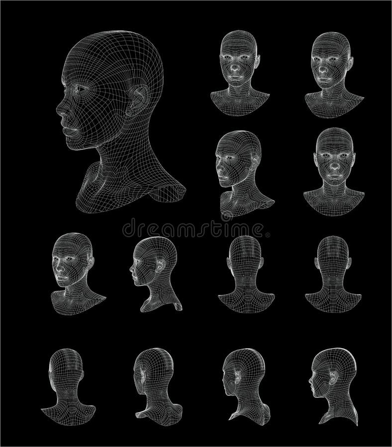 Wireframe Head 3d Model Vector Illustration Stock Vector - Illustration ...