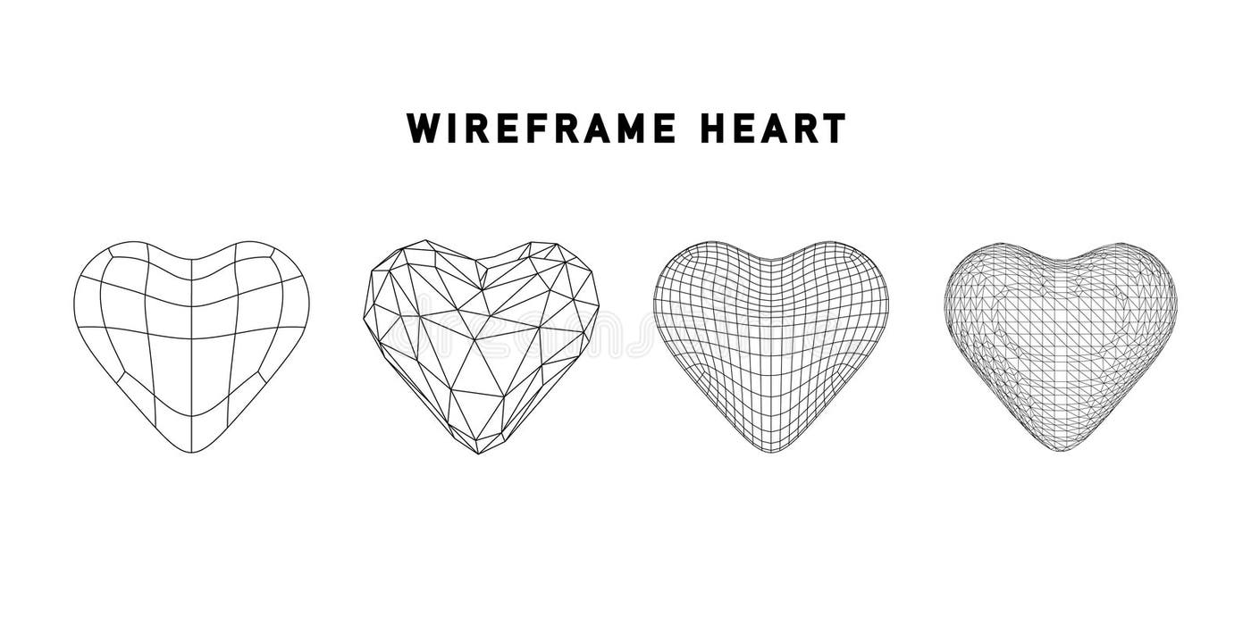 Heart Wireframe Grid Stock Illustrations – 904 Heart Wireframe Grid ...