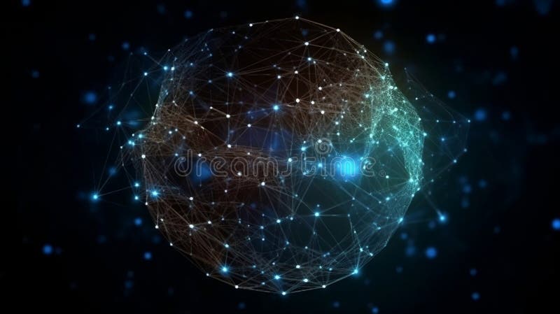 Wireframe Hi Tech Globe with Glowing Light, Internet Network and ...