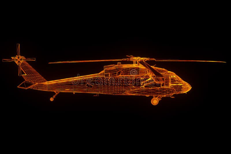 Wireframe Hologram Helicopter in Motion. Nice 3D Rendering Stock ...