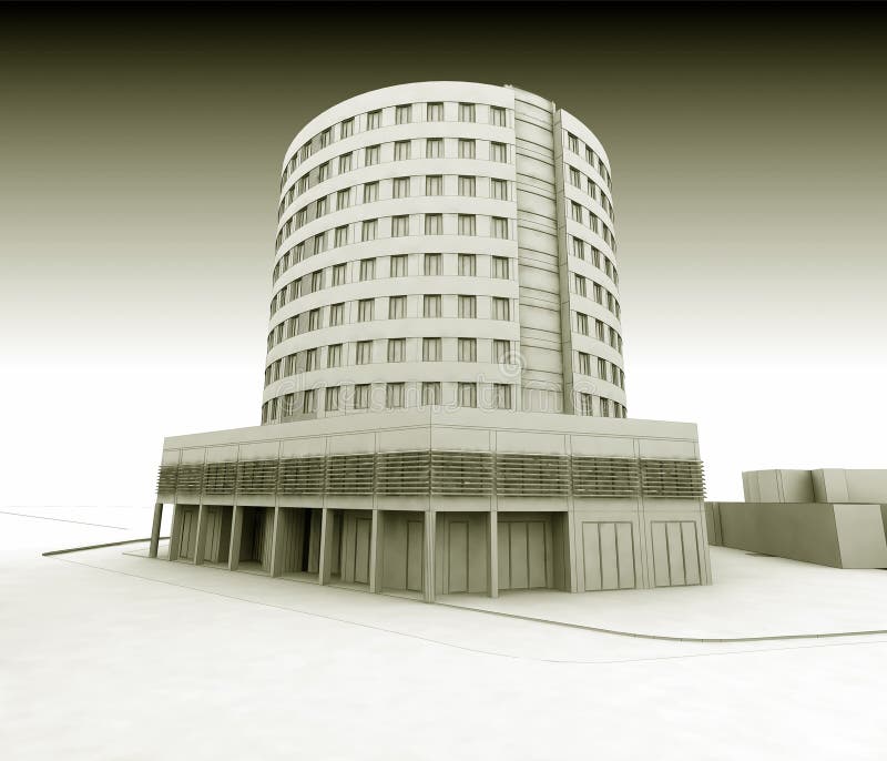 Wireframe hotel stock illustration. Illustration of rendering - 15024059