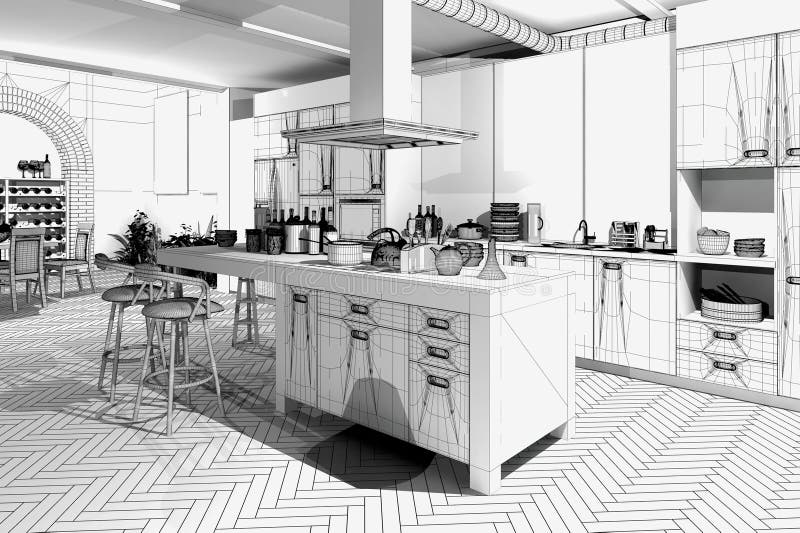 Wireframe House stock illustration. Illustration of interior - 43428920