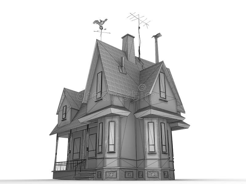 Wireframe house stock illustration. Illustration of residential - 47652083