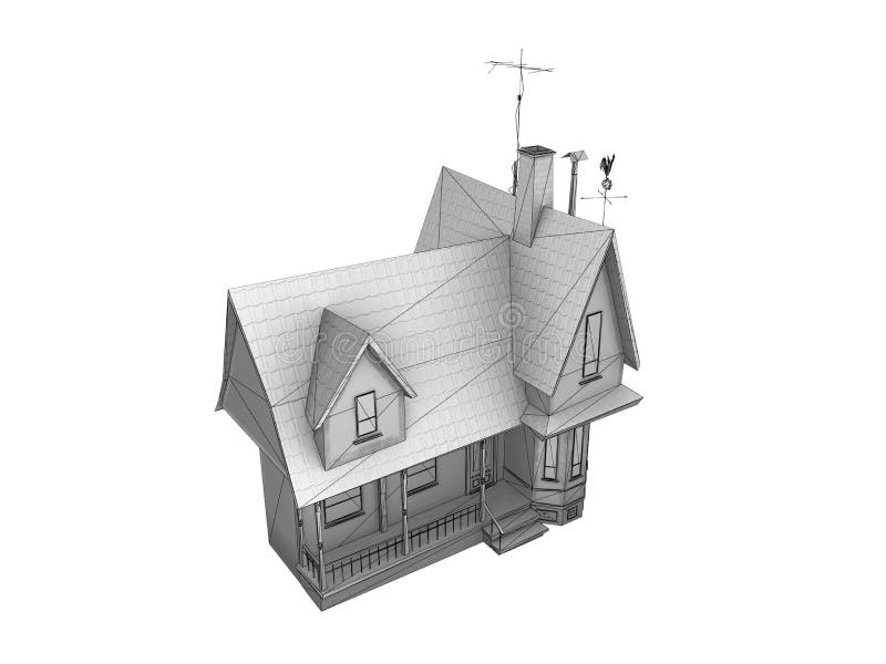 Wireframe house stock illustration. Illustration of close - 47652087