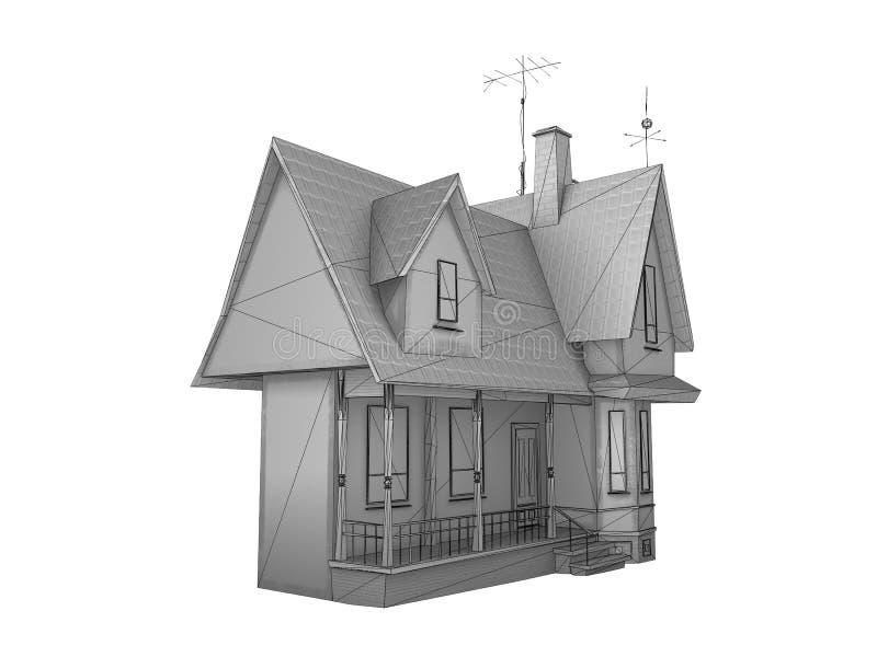 Wireframe house stock illustration. Illustration of design - 47652095