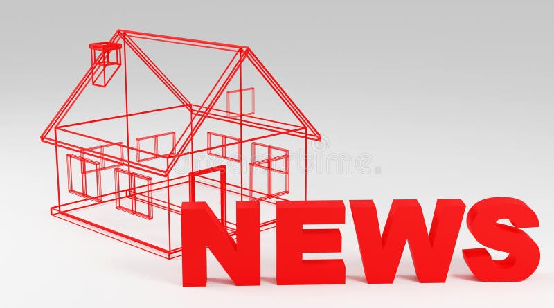 A Wireframe House with the Text News Next To it 3d Render Stock ...