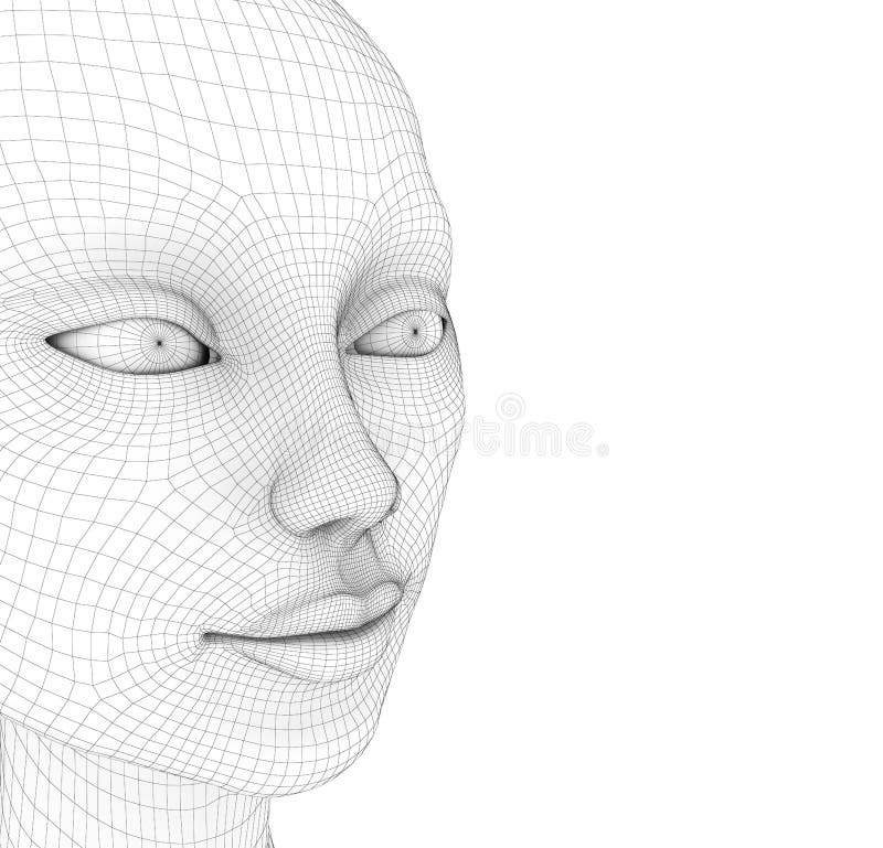 Wireframe young woman head stock illustration. Illustration of ...