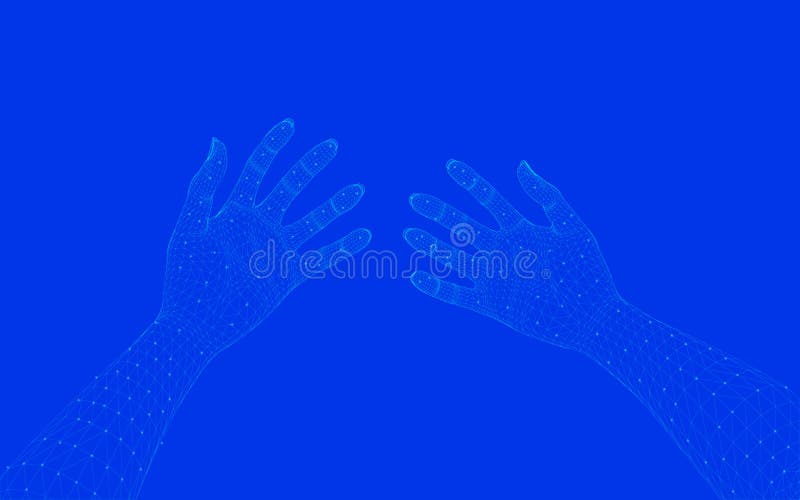 Wireframe of Human Hands from the First Person. 3D Stock Vector ...