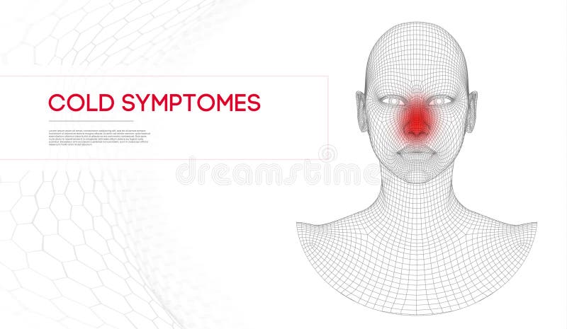 Wireframe Human Head with Cold Symptoms Highlight Stock Vector ...