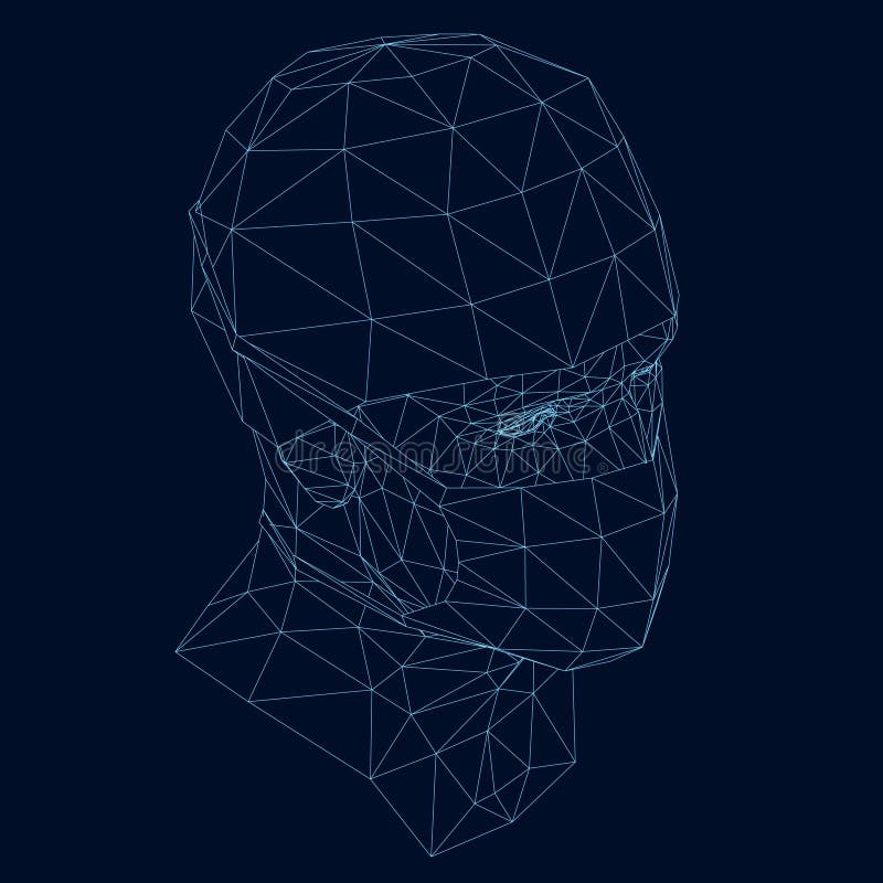 Wireframe of a Human Head in a Protective Mask. 3D Stock Vector ...