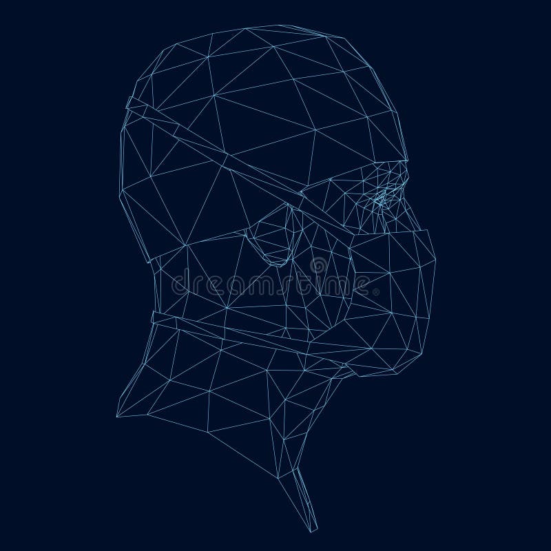 Wireframe of a Human Head in a Protective Mask. 3D Stock Vector ...