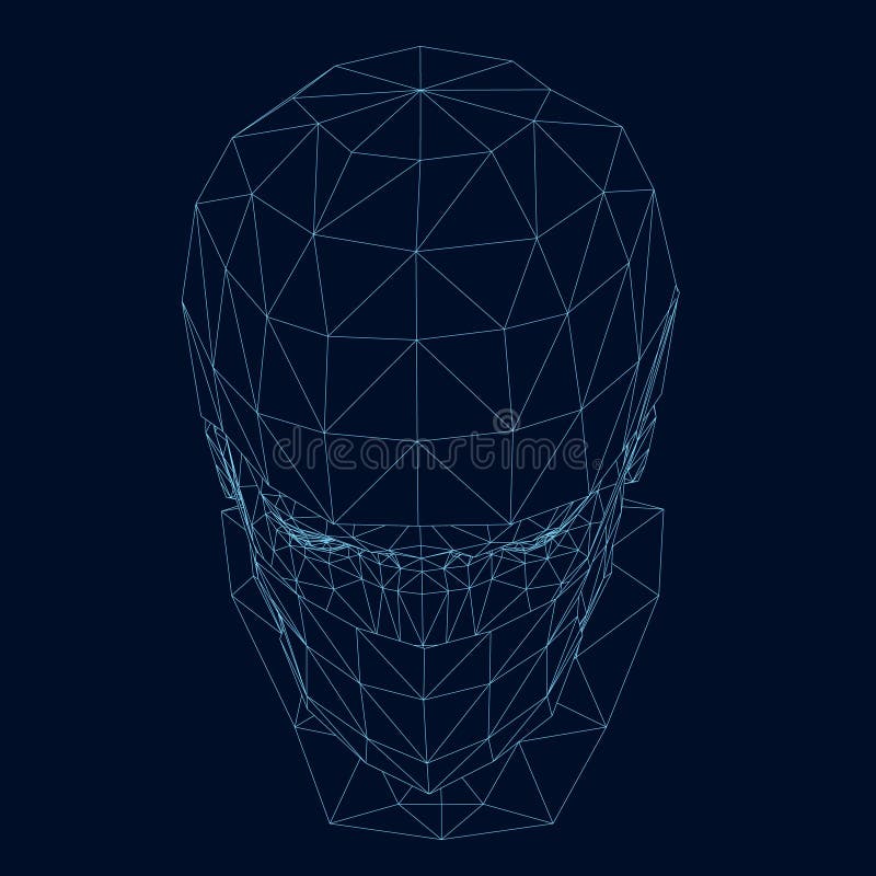 Wireframe of a Human Head in a Protective Mask. 3D Stock Vector ...