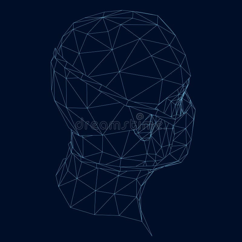 Wireframe of a Human Head in a Protective Mask. 3D Stock Vector ...