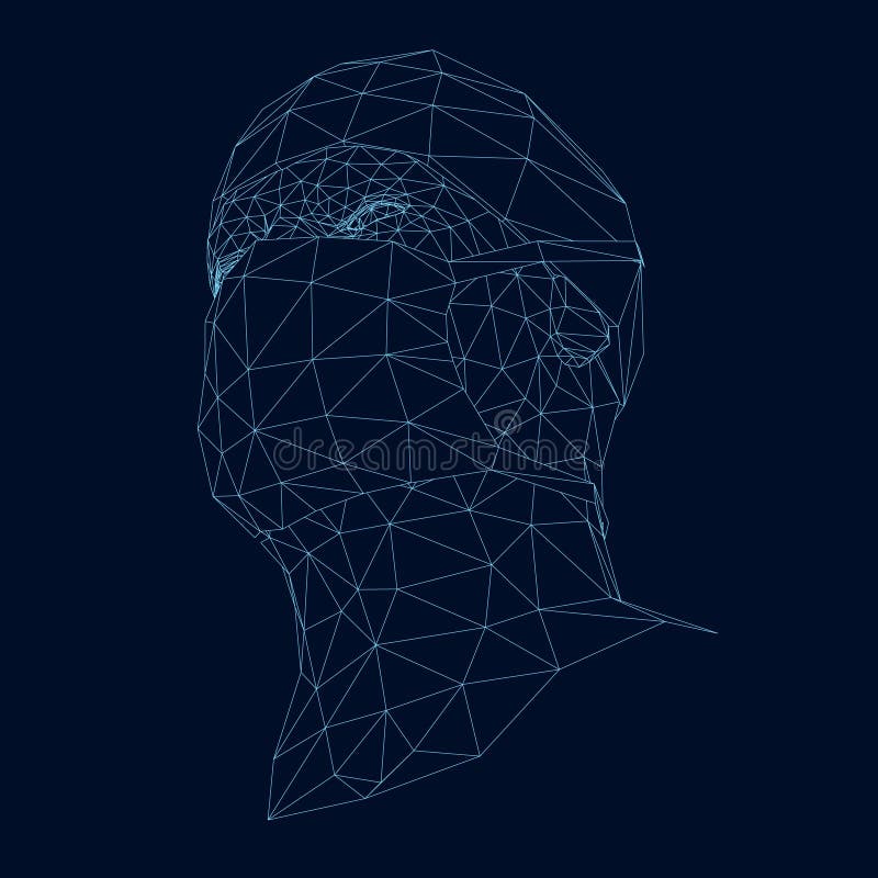 Wireframe of a Human Head in a Protective Mask. 3D Stock Vector ...