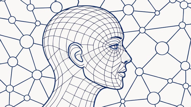Wireframe Human Head, Technology and Digital Design. Vector Design ...