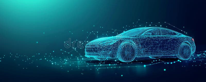 Wireframe Illustration of a Futuristic Car with Digital Design Elements ...
