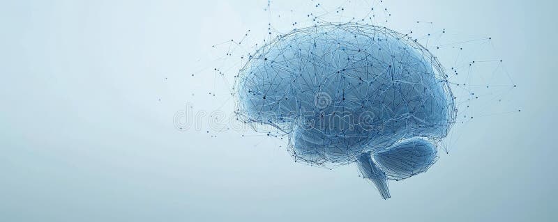Wireframe Illustration of Human Brain, Neural Network and Connecting ...