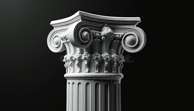 Wireframe Illustration of Ionic Column in Ancient Roman Architectural ...