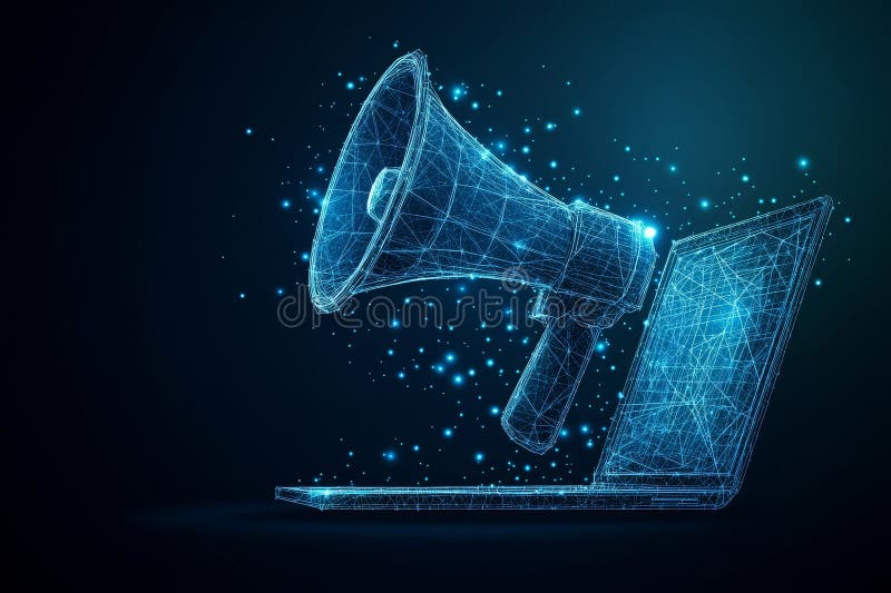 Wireframe Illustration in Low Poly Style for Digital Marketing. Mesh ...