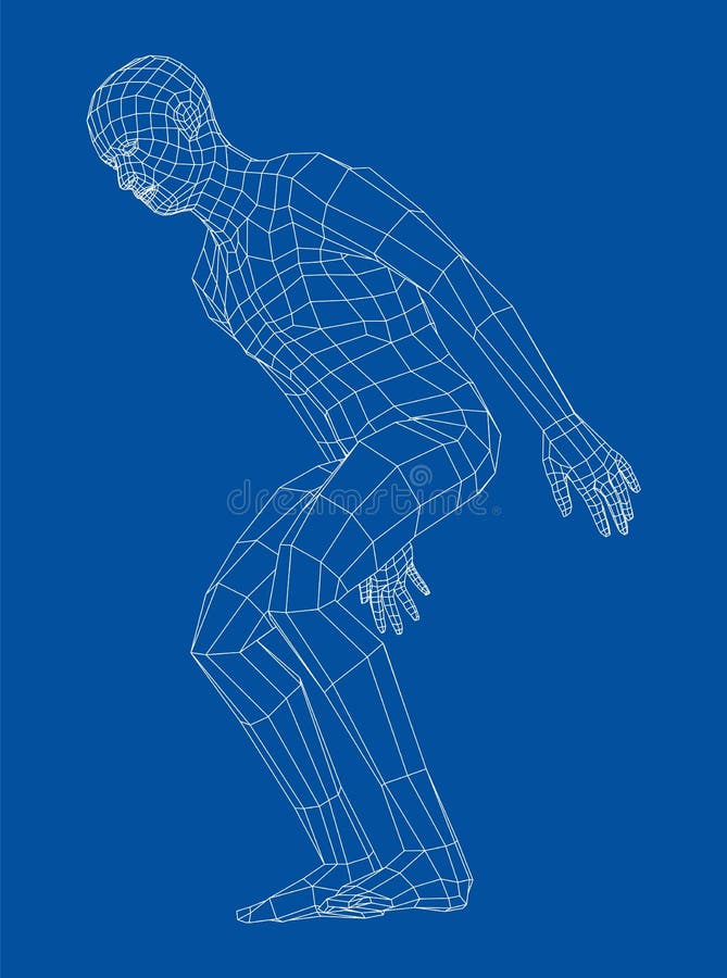 Wireframe Jumping Man. 3d Illustration Stock Illustration ...