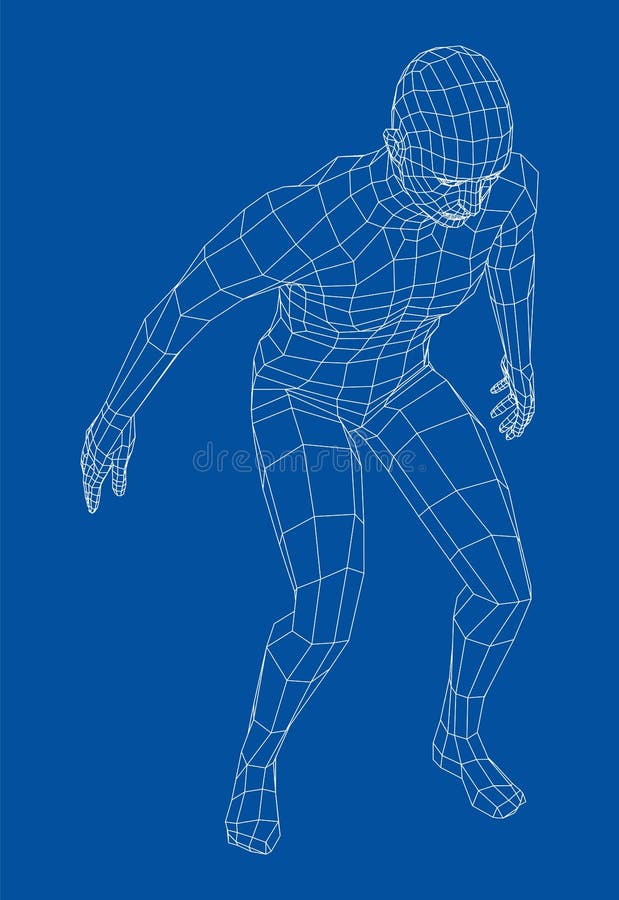 Wireframe Jumping Man. 3d Illustration Stock Illustration ...