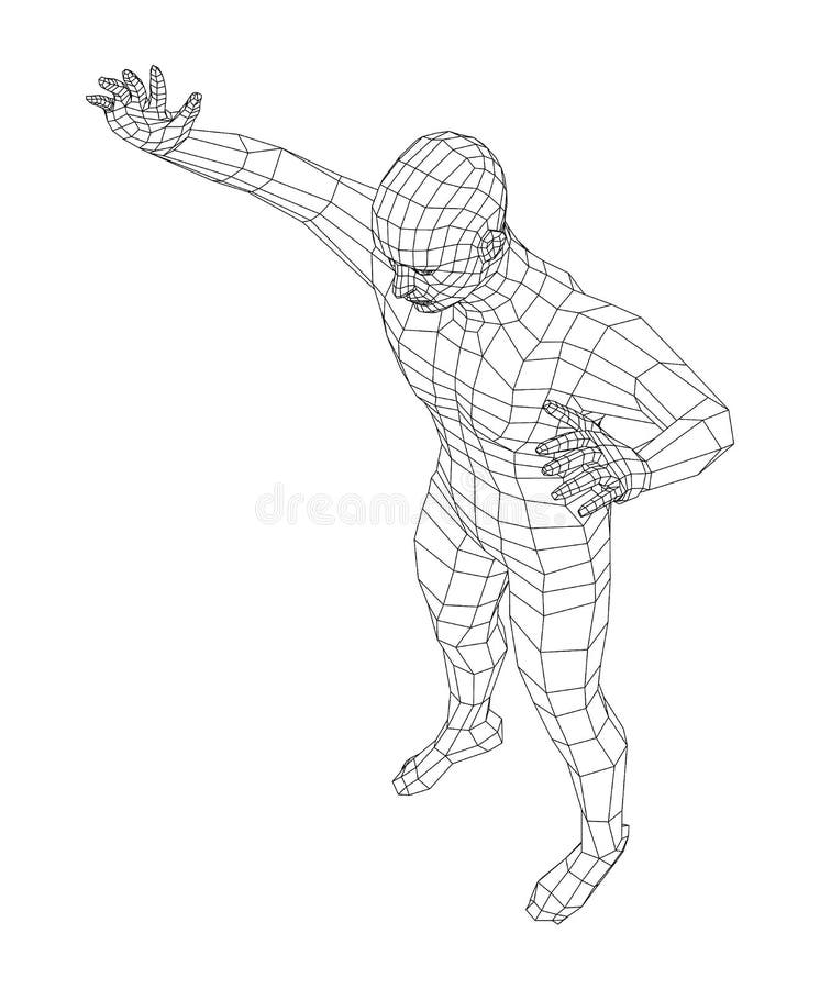 Wireframe Jumping Man. Vector Stock Vector - Illustration of jump ...