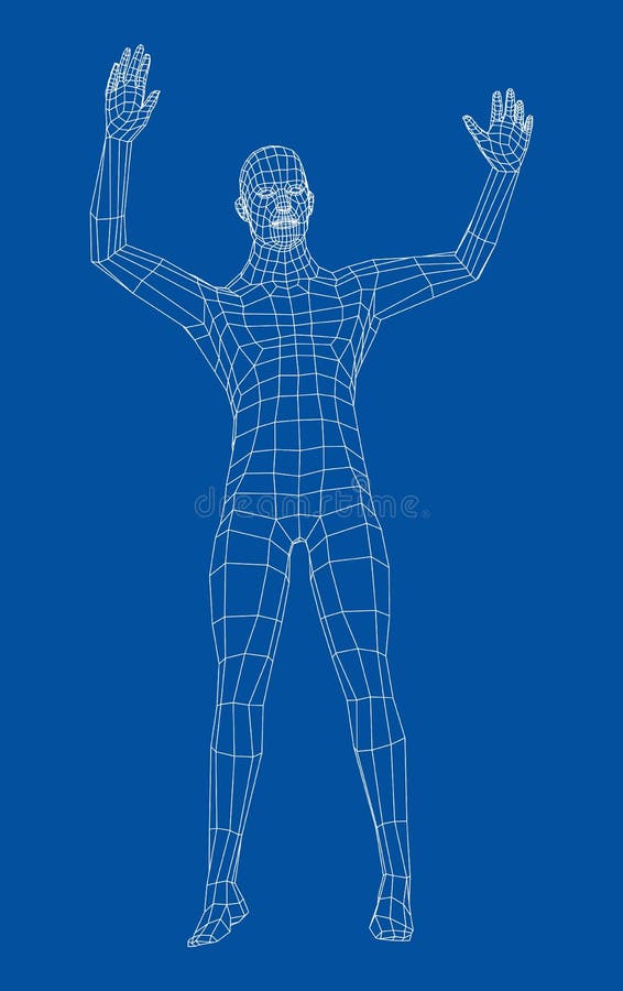 Wireframe Jumping Man. Vector Stock Vector - Illustration of silhouette ...