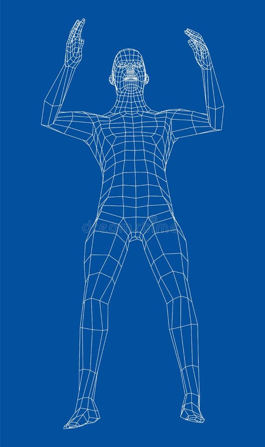 Wireframe Jumping Man. Vector Stock Vector - Illustration of human ...