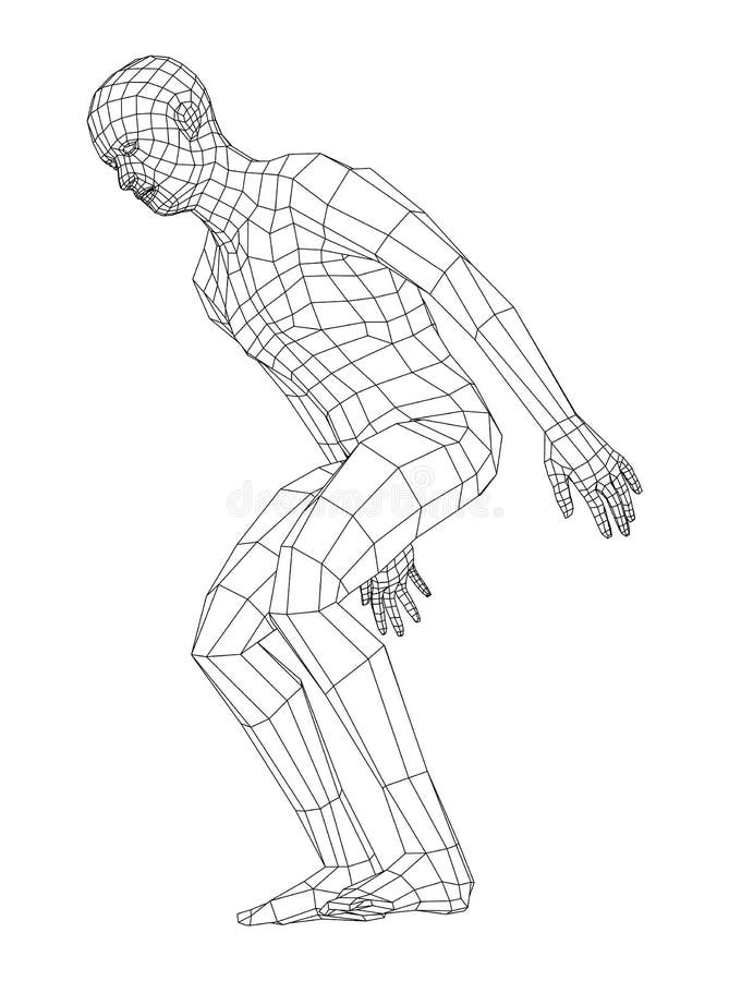 Wireframe Jumping Man. Vector Stock Illustration - Illustration of jump ...