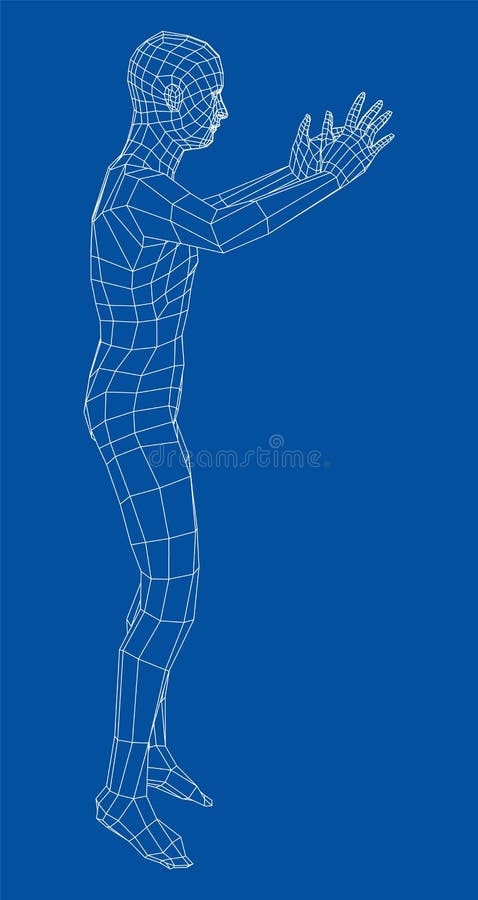 Wireframe Jumping Man. Vector Stock Vector - Illustration of male ...