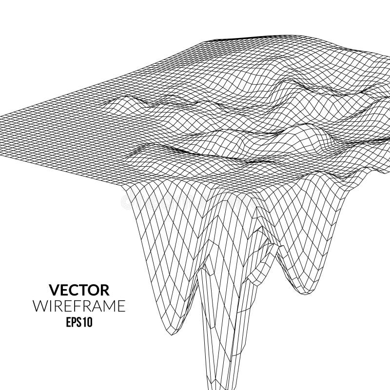 Wireframe Landscape Background. Futuristic Landscape with Line Grid ...