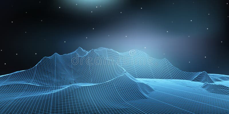 Wireframe landscape banner stock vector. Illustration of technology ...