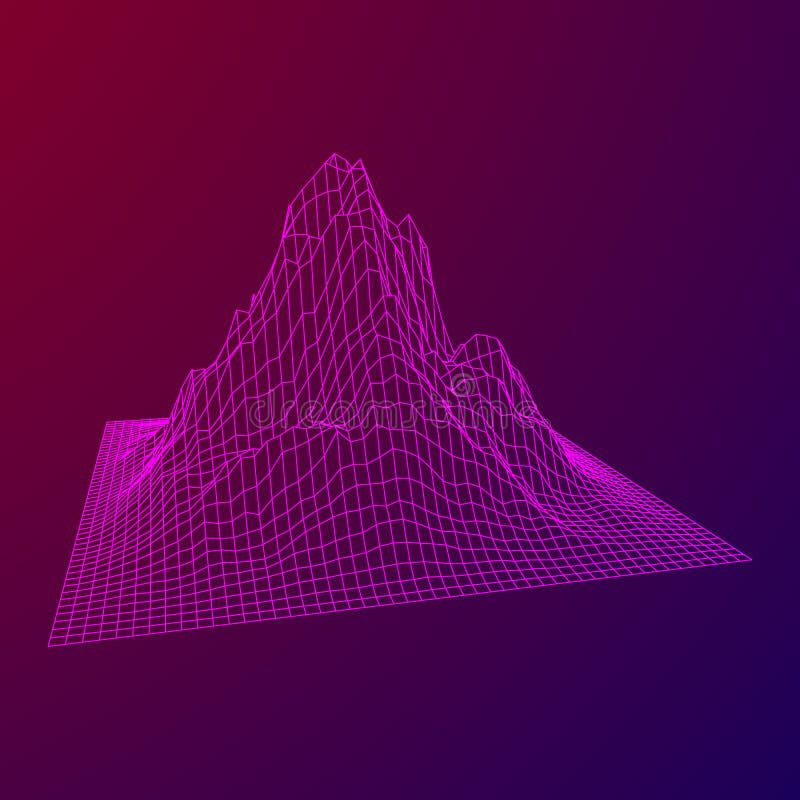 Wireframe Landscape Background. Stock Vector - Illustration of ...