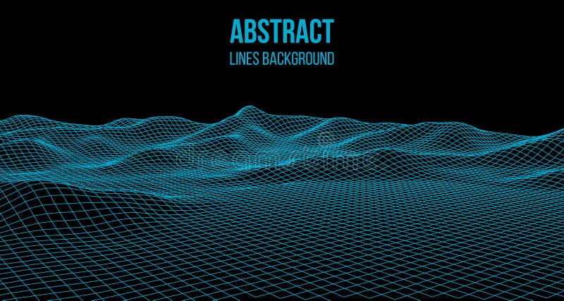 Wireframe Landscape Wire. Wireframe Terrain Polygon Landscape Design ...