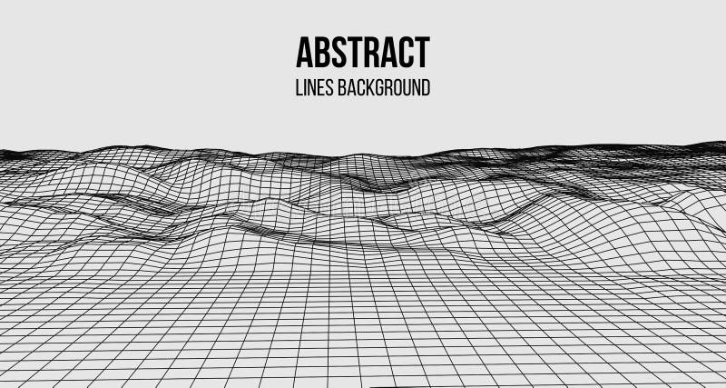 Wireframe Landscape Wire. Wireframe Terrain Polygon Landscape Design ...