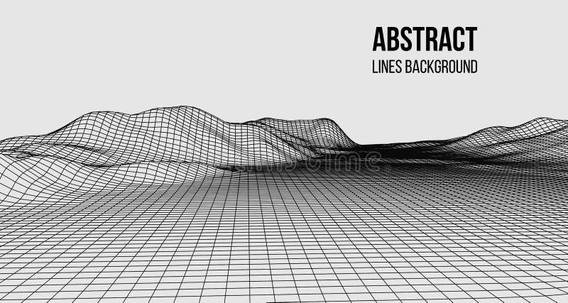 Wireframe Landscape Wire. Wireframe Terrain Polygon Landscape Design ...
