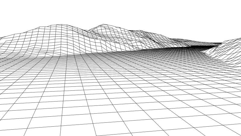 Wireframe Landscape Wire. Wireframe Terrain Polygon Landscape Design ...